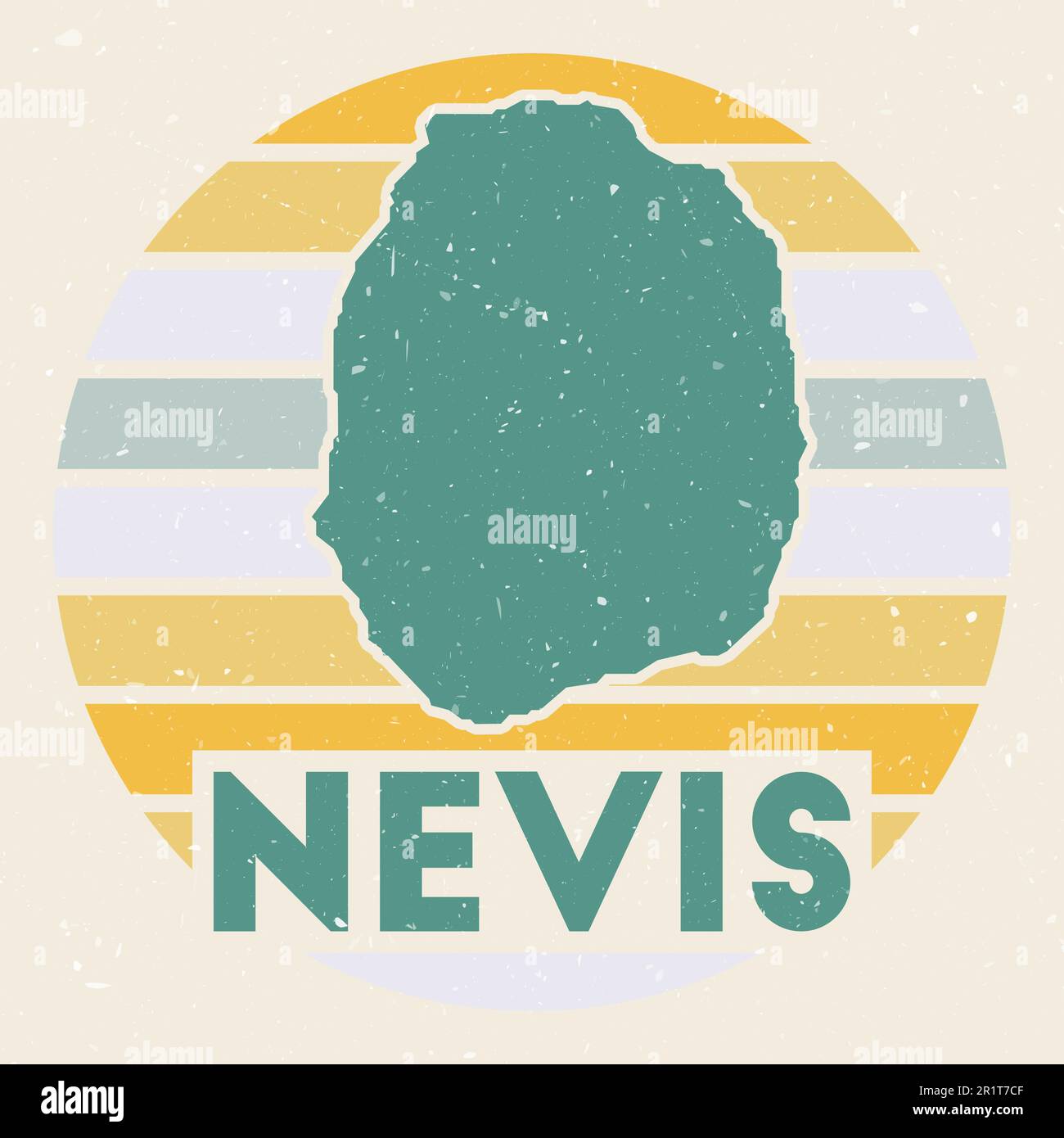Nevis logo. Sign with the map of the island and colored stripes, vector ...