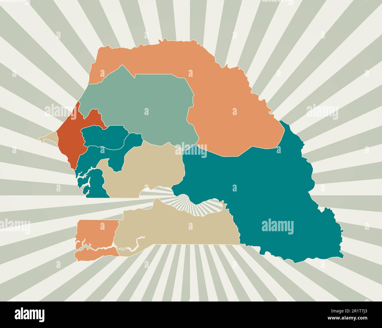 Senegal map. Poster with map of the country in retro color palette. Shape of Senegal with ...