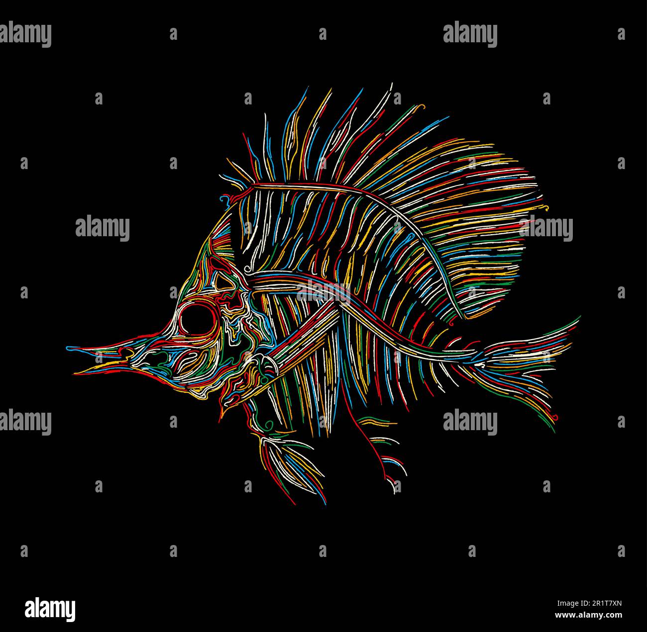 Fish skeleton line art hi-res stock photography and images - Alamy