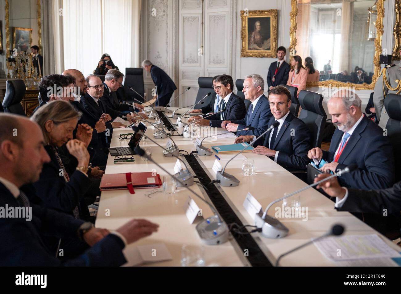 Versailles, France. 15th May, 2023. French President Emmanuel Macron ...