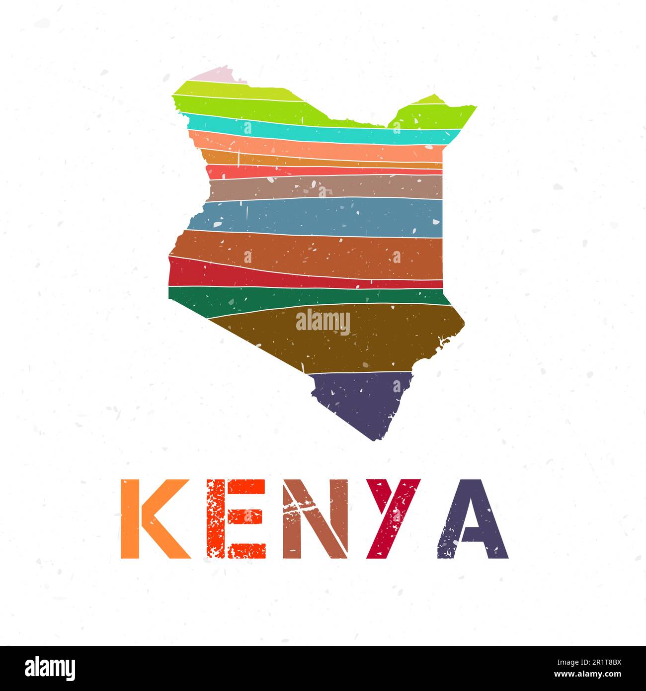 Kenya map design. Shape of the country with beautiful geometric waves and grunge texture ...