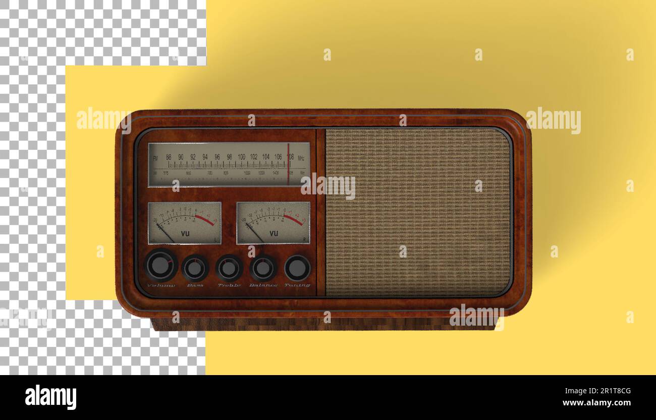 Stylish Vintage Radio Isolated on transparent background Stock Photo ...
