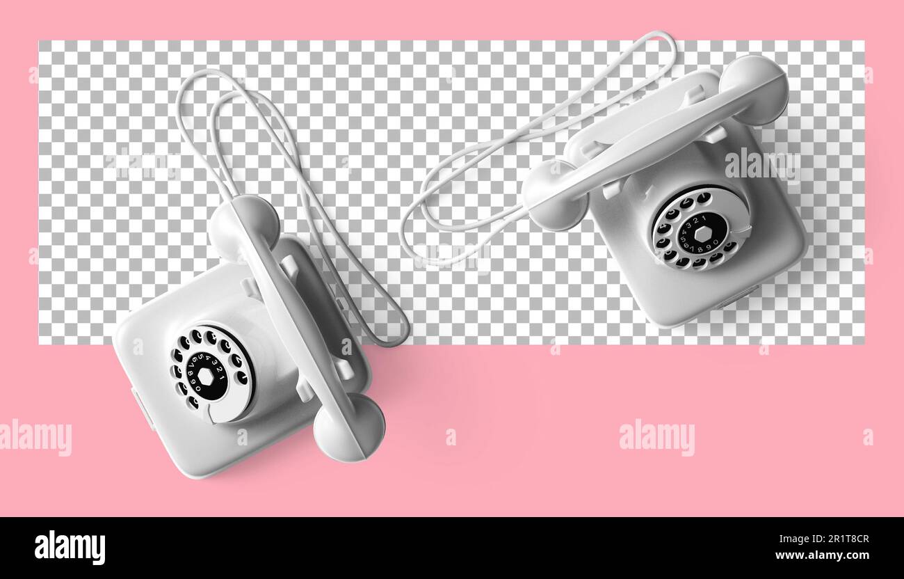 Set of Retro grey telephone isolated with shadow Stock Photo - Alamy