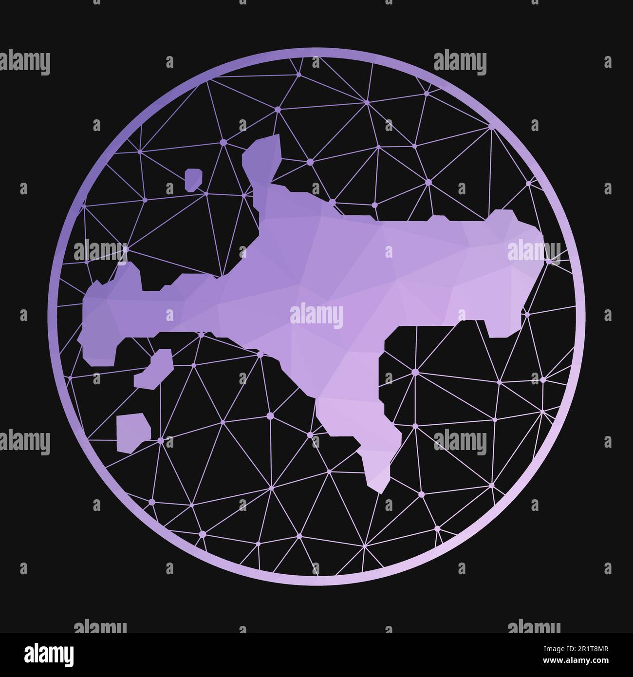 Ko Mak icon. Vector polygonal map of the island. Ko Mak icon in ...