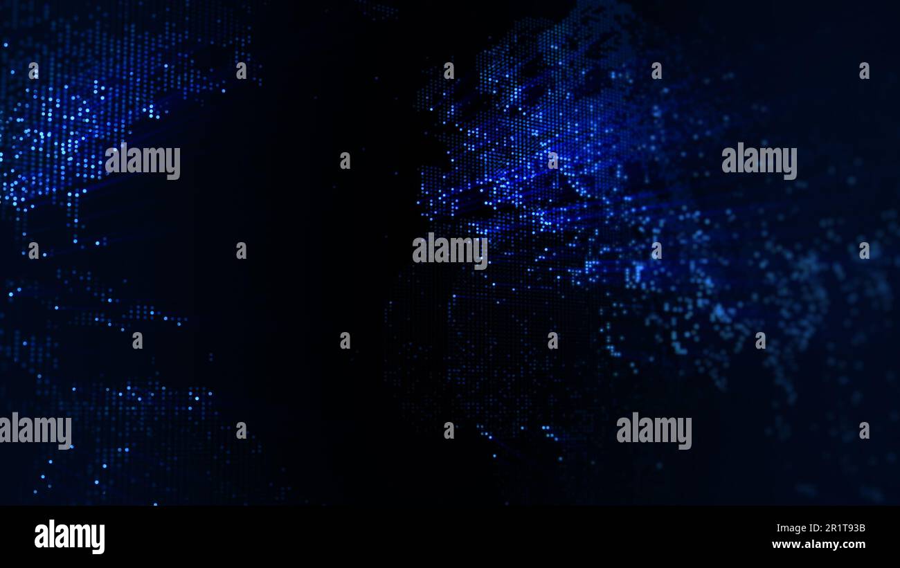 3D rendering of a digital map of the Earth. The lights of megacities ...