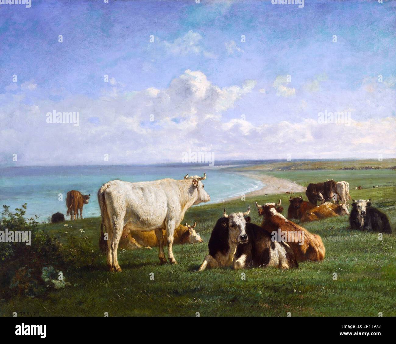 Repose by the French painter, Constant Troyon (1810-1865), oil on ...