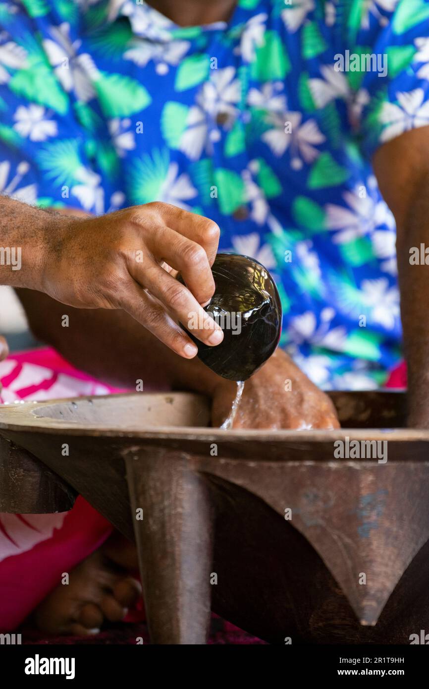 Fiji, Lautoka, highland village of Yavuna. Traditional kava ceremony ...