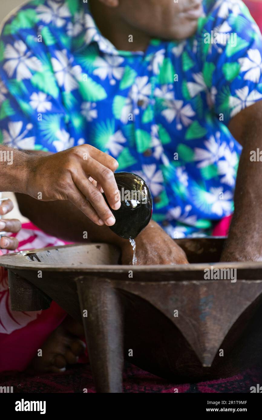 Fiji, Lautoka, highland village of Yavuna. Traditional kava ceremony ...