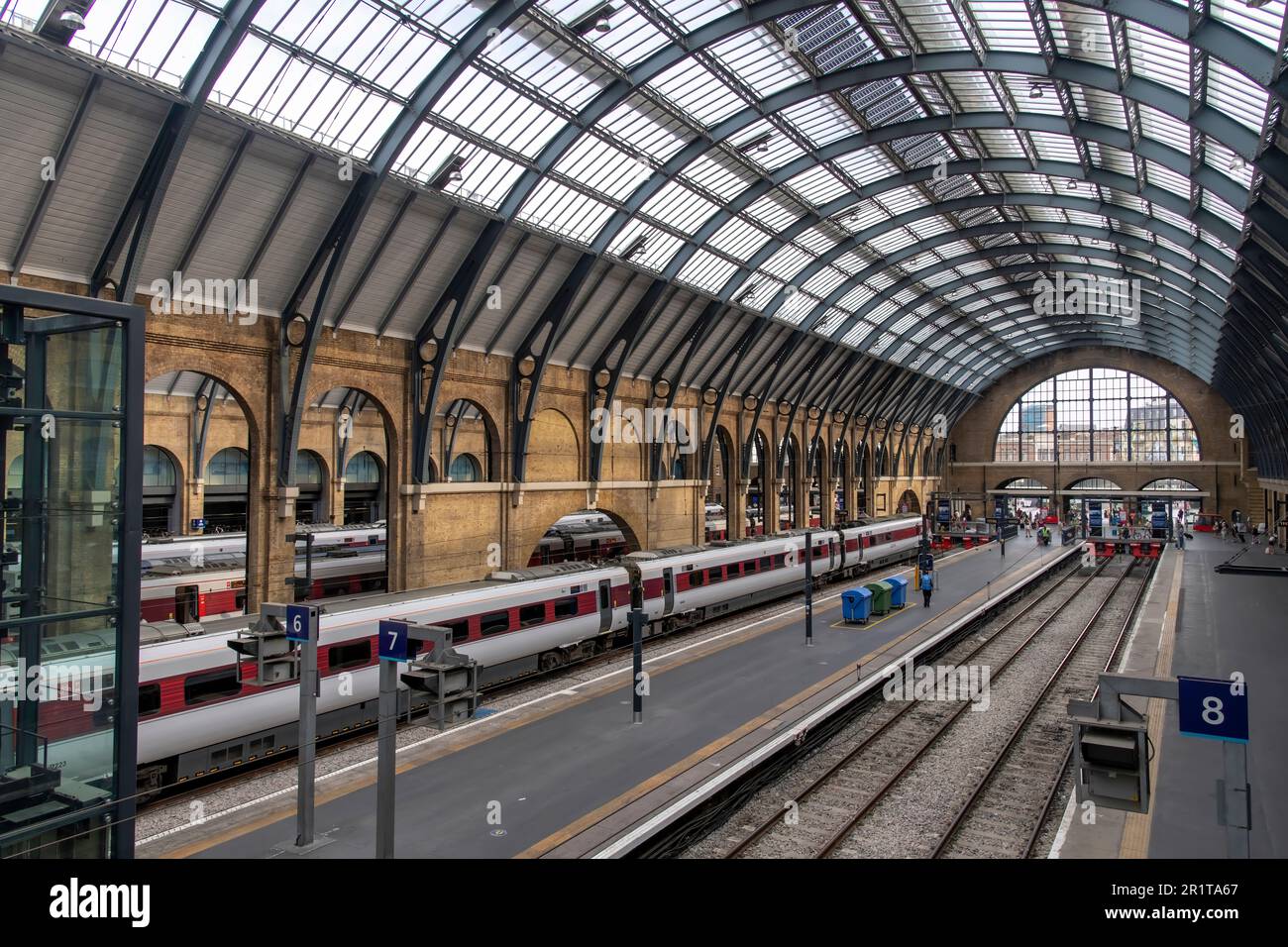 London, England-August 2022; View over the platforms with waiting ...