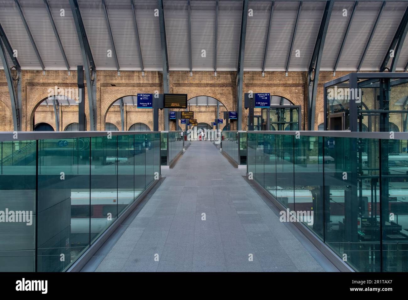London, England-August 2022; View the elevated walkway of steel and ...