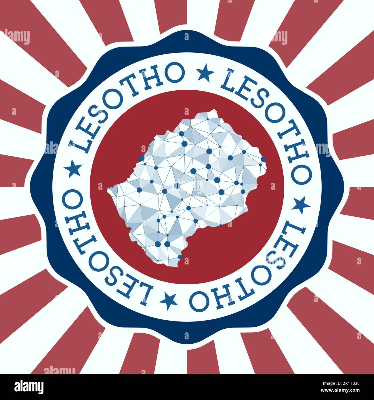 Lesotho Badge. Round logo of country with triangular mesh map and ...