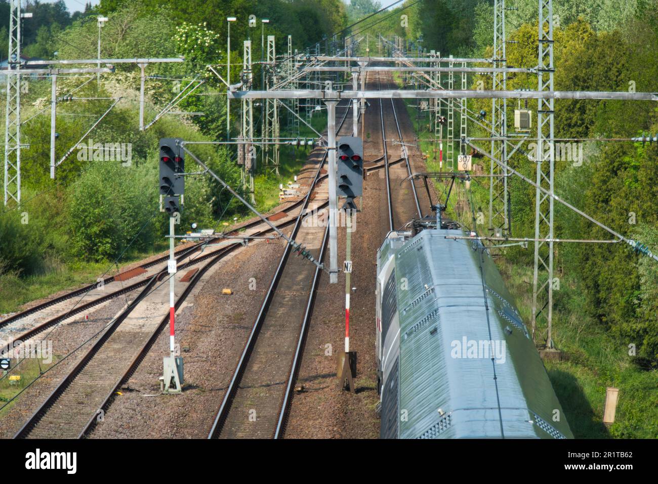 Deutsche Bahn train after departing Papenburg in the direction of Leer ...