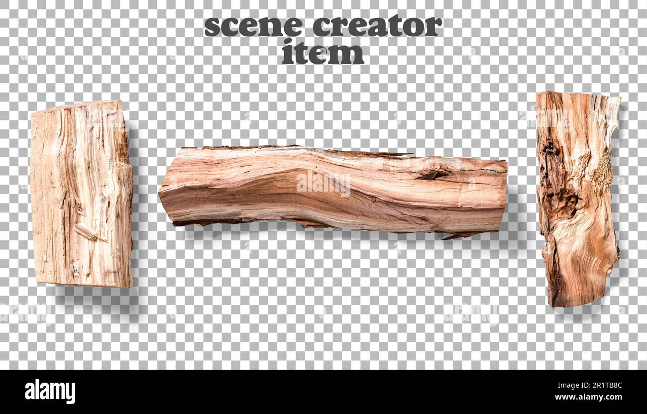 Close view wood log isolated on transparent background Stock Photo - Alamy