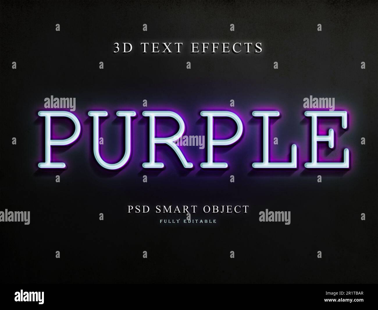 Purple neon 3D text effect design template Stock Photo - Alamy