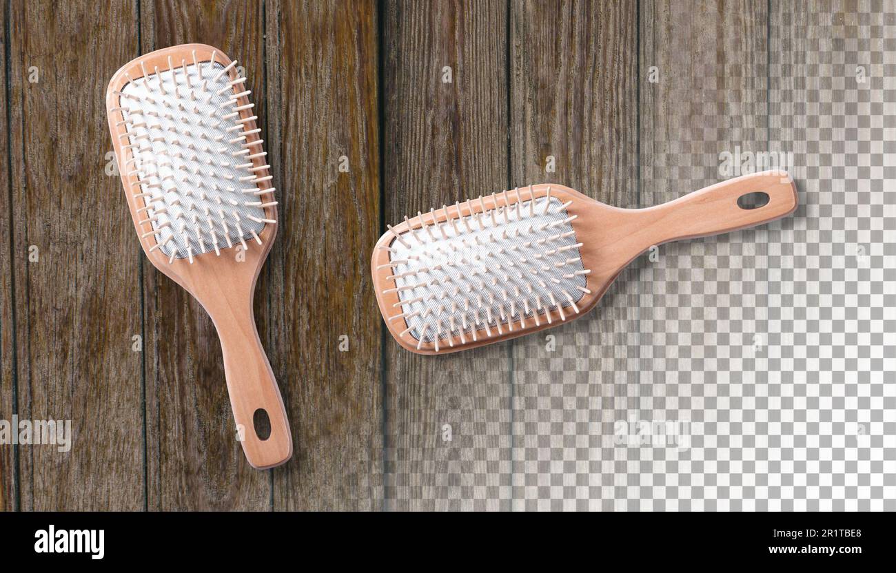 Top up view two wooden combs with transparent background Stock Photo ...