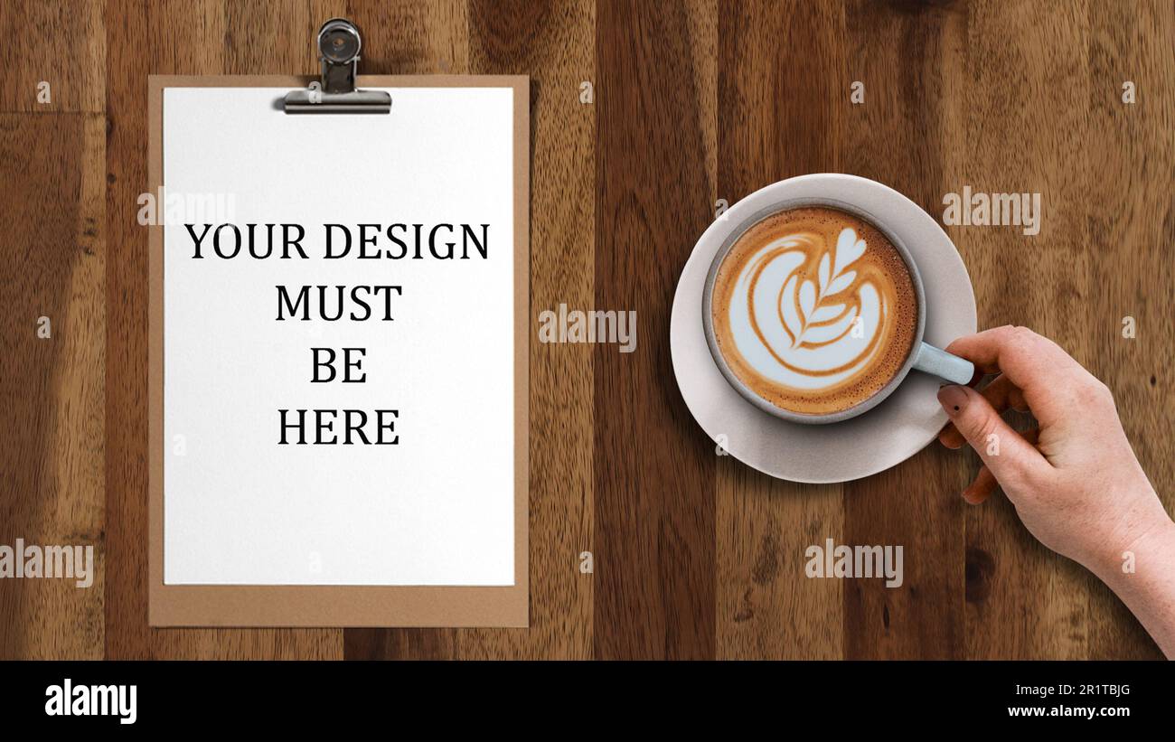 Simply coffee concept mock up with top view perspective Stock Photo - Alamy