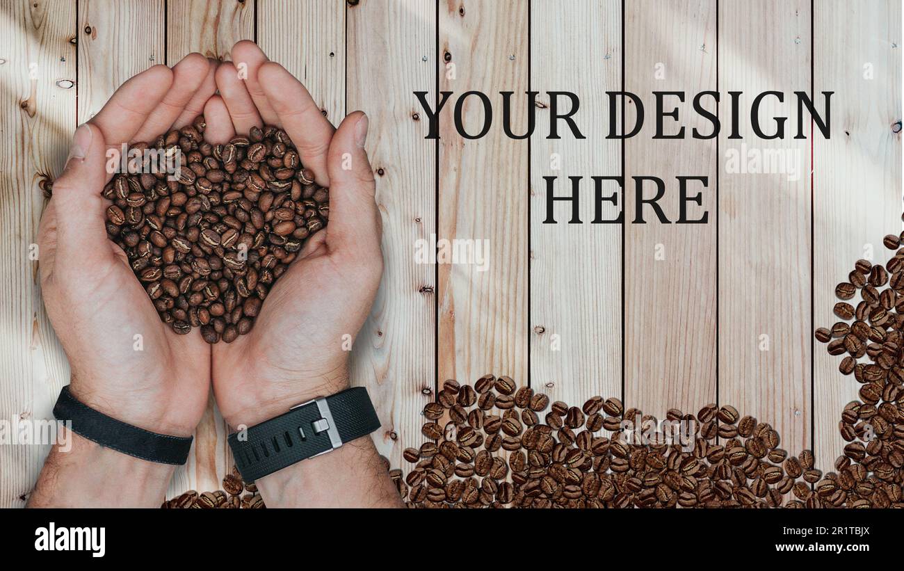 Simply coffee concept mock up with top view perspective Stock Photo - Alamy