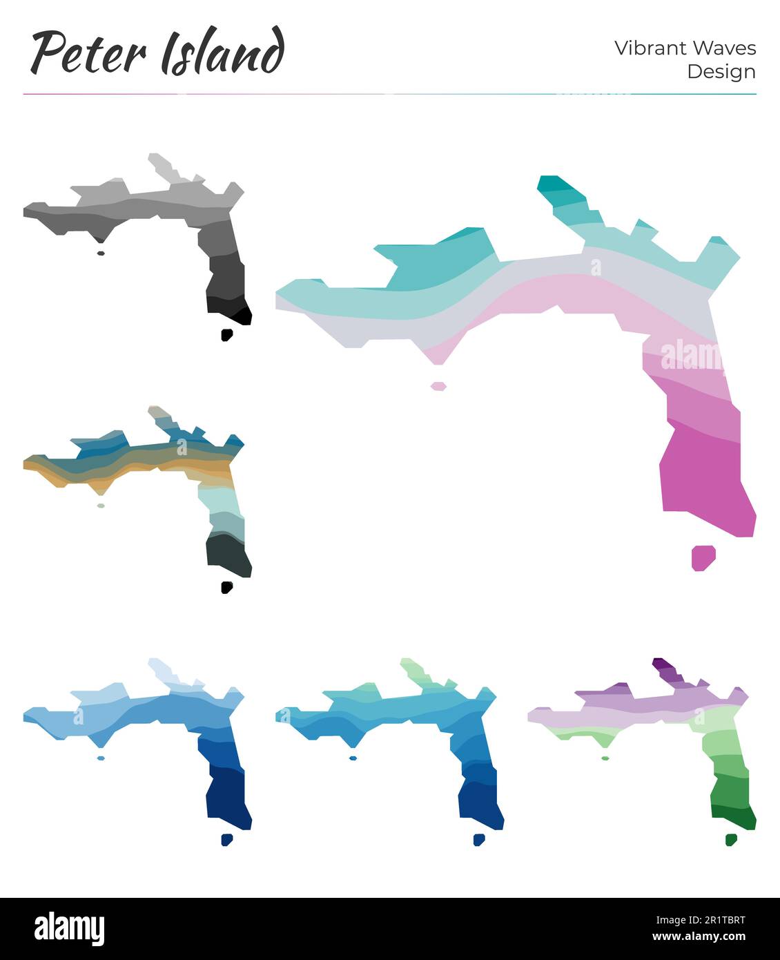 Set of vector maps of Peter Island. Vibrant waves design. Bright map in ...