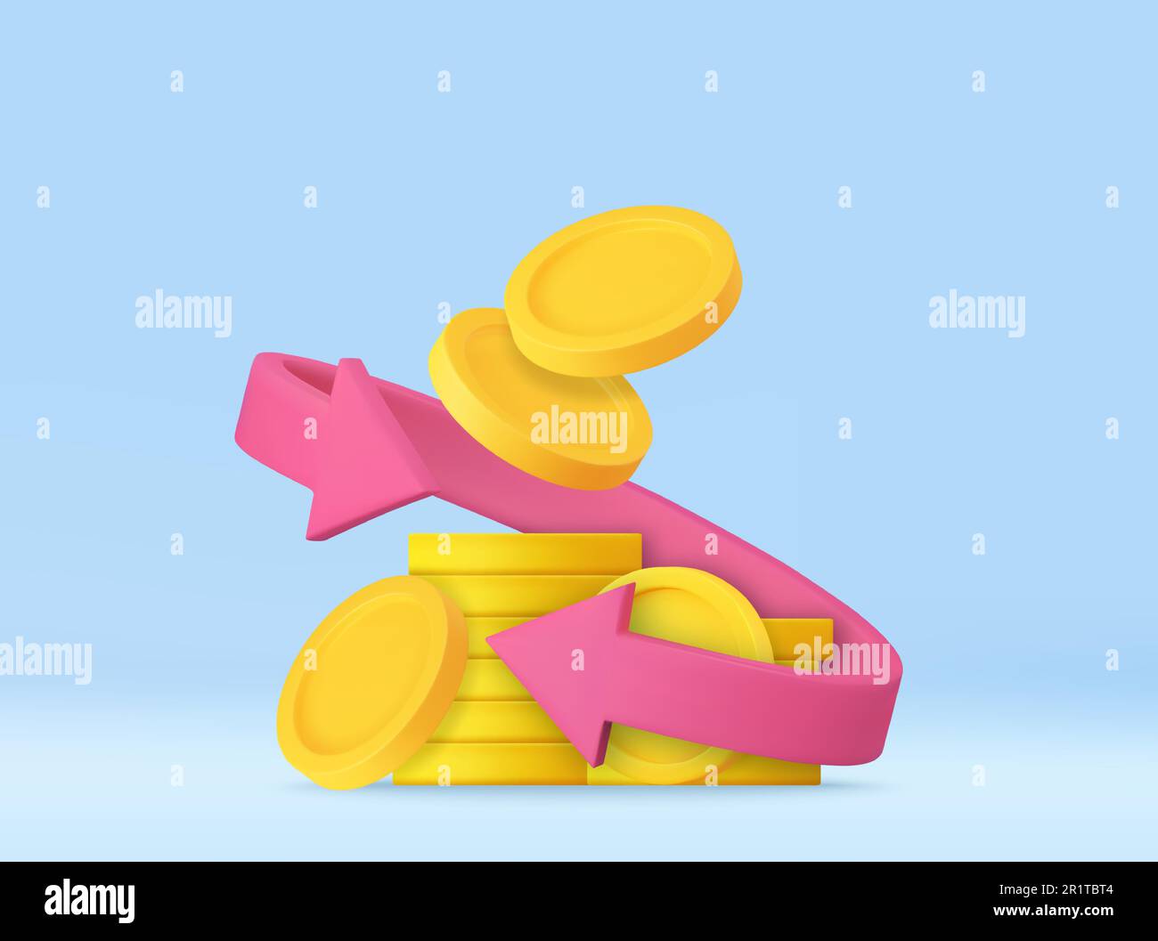 3d Coins floating with arrows Stock Vector Image & Art - Alamy