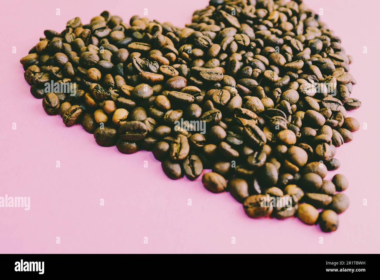 Beautiful texture in the shape of a heart from freshly roasted selected ...