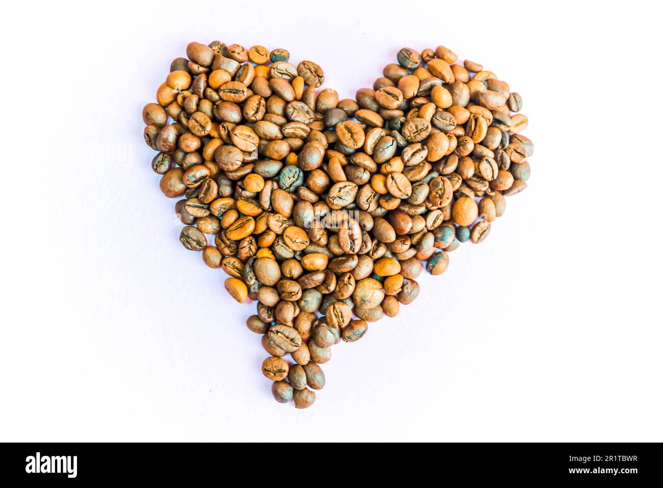 Beautiful texture in the shape of a heart from freshly roasted selected ...