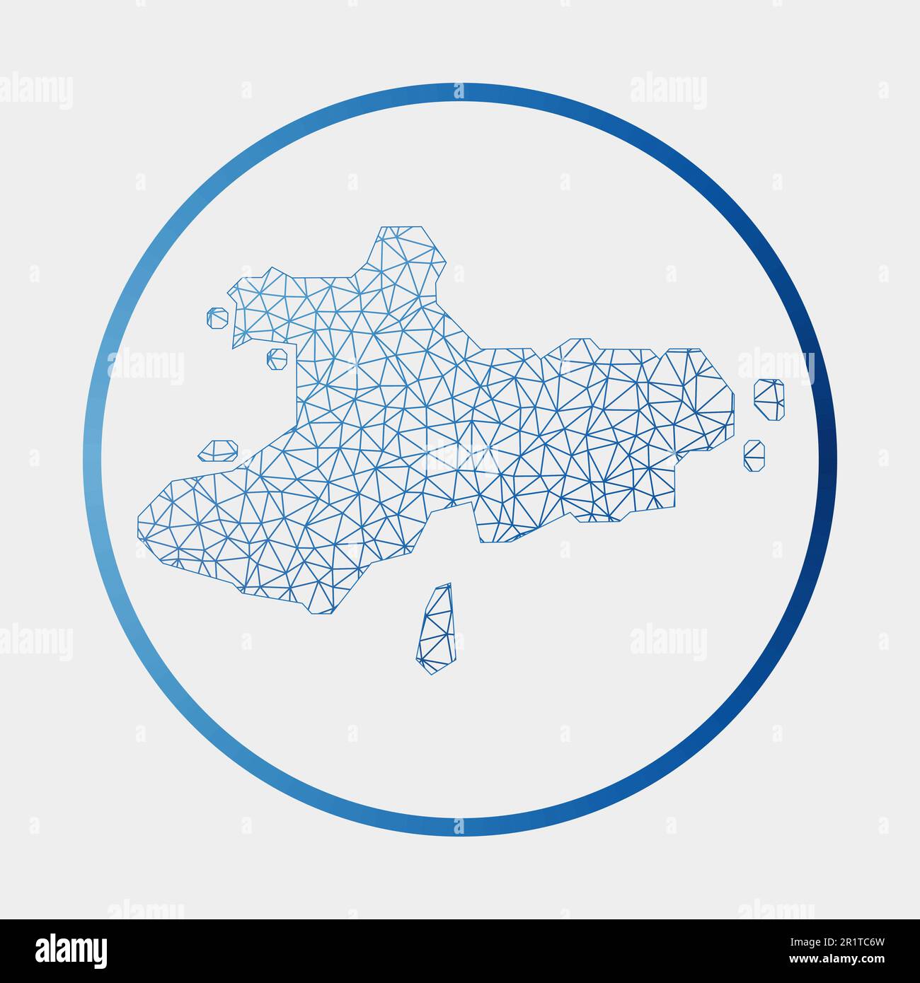 Union Island icon. Network map of the island. Round Union sign with ...
