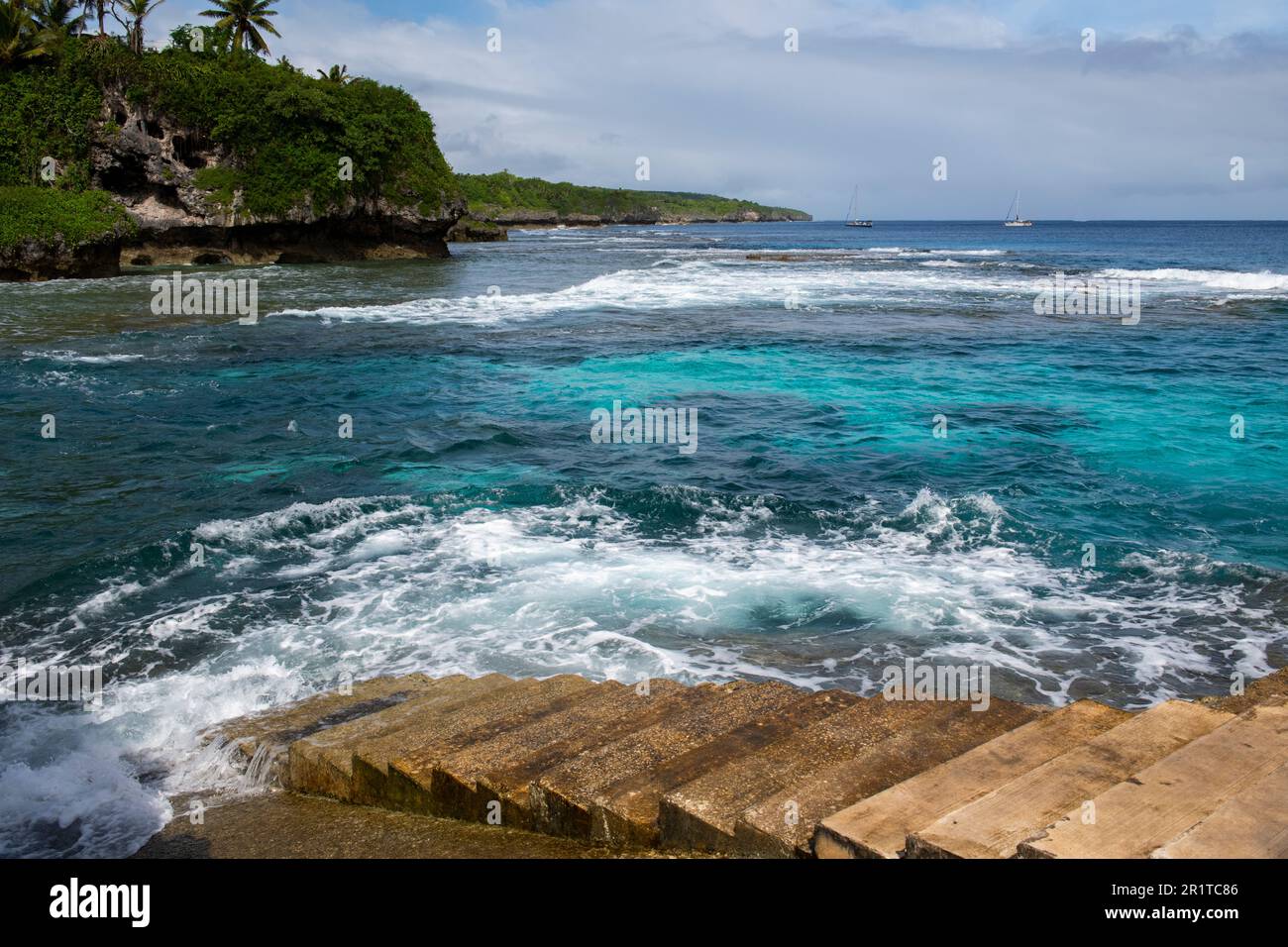 Niue, Capitol of Alofi. Coastal view of the port area Stock Photo - Alamy