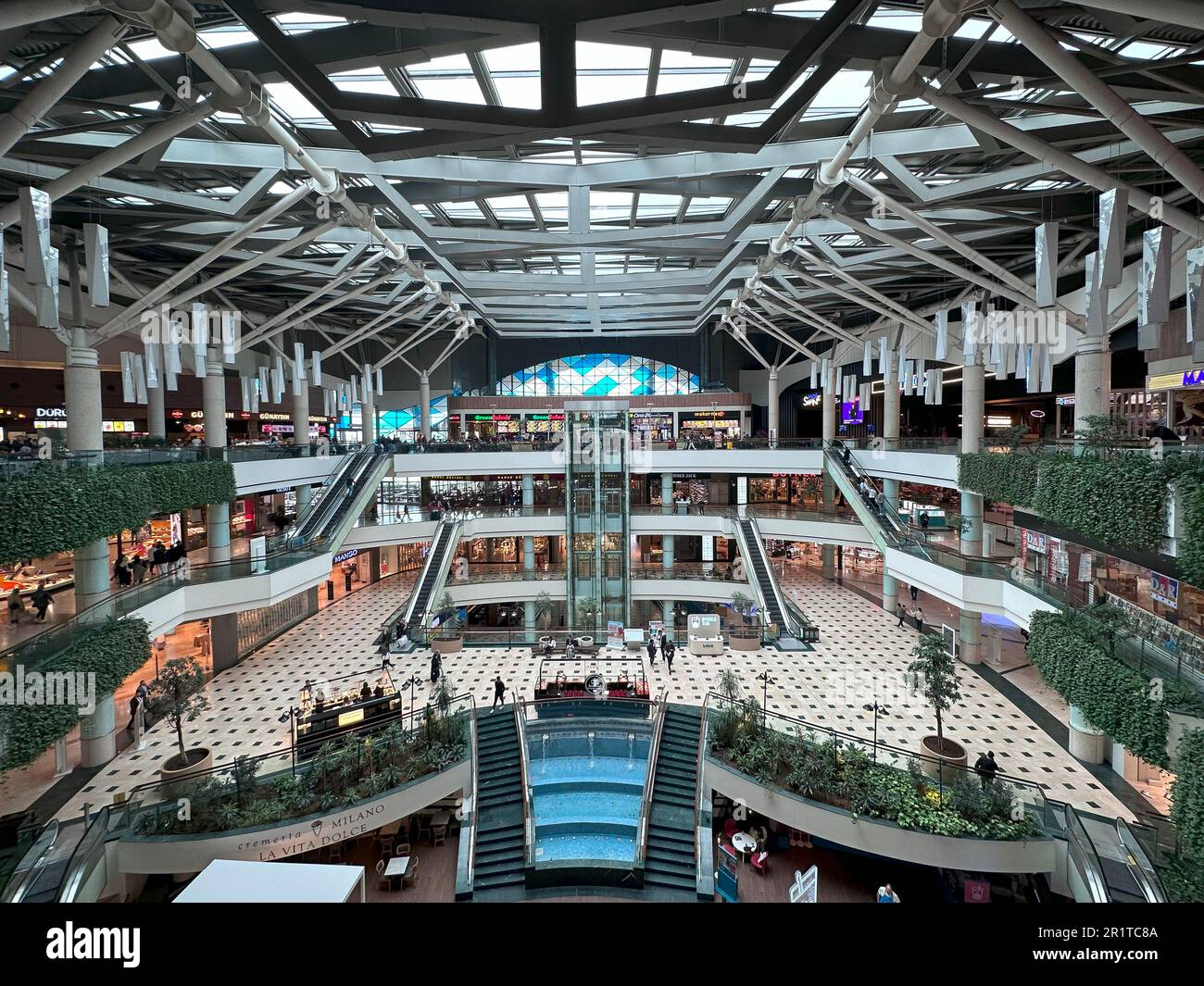 Interior of Istinye Park that is one of most popular and famous shopping mall of Istanbul Turkey ...