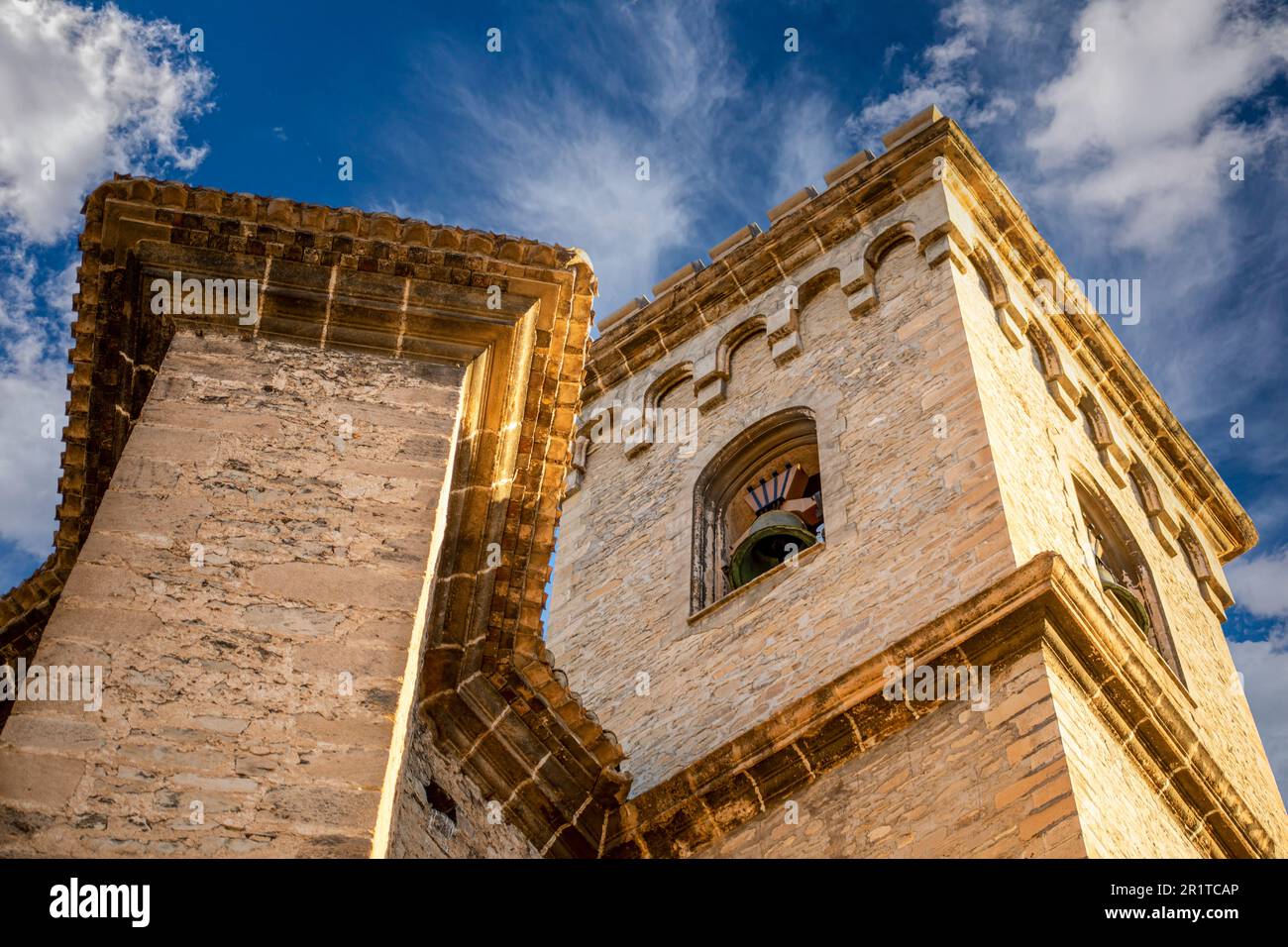 Perspective from below the tower of the Church of the Assumption of ...
