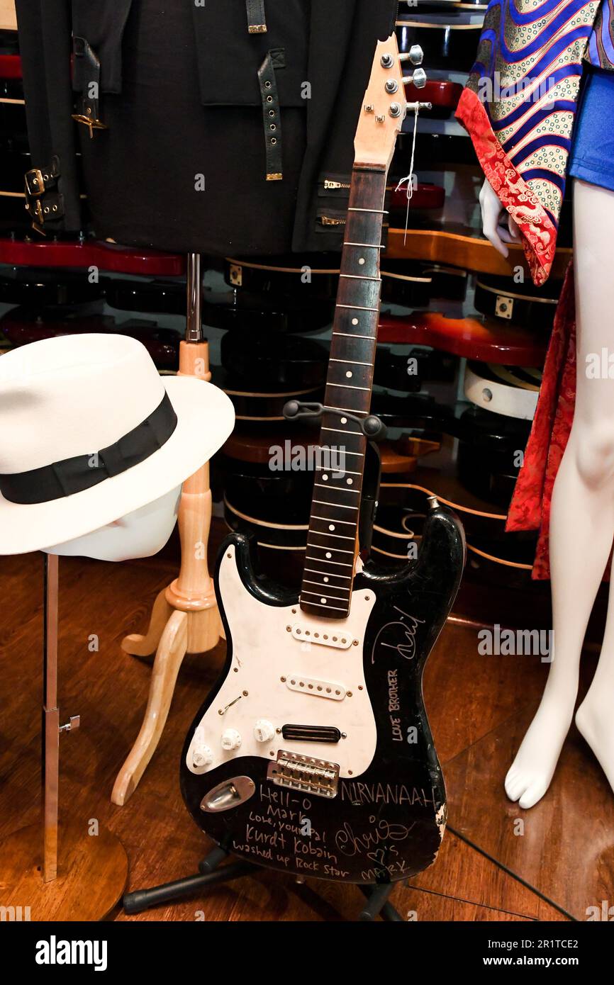 New York, USA. 15th May, 2023. Nirvana, Kurt Cobain smashed and band ...