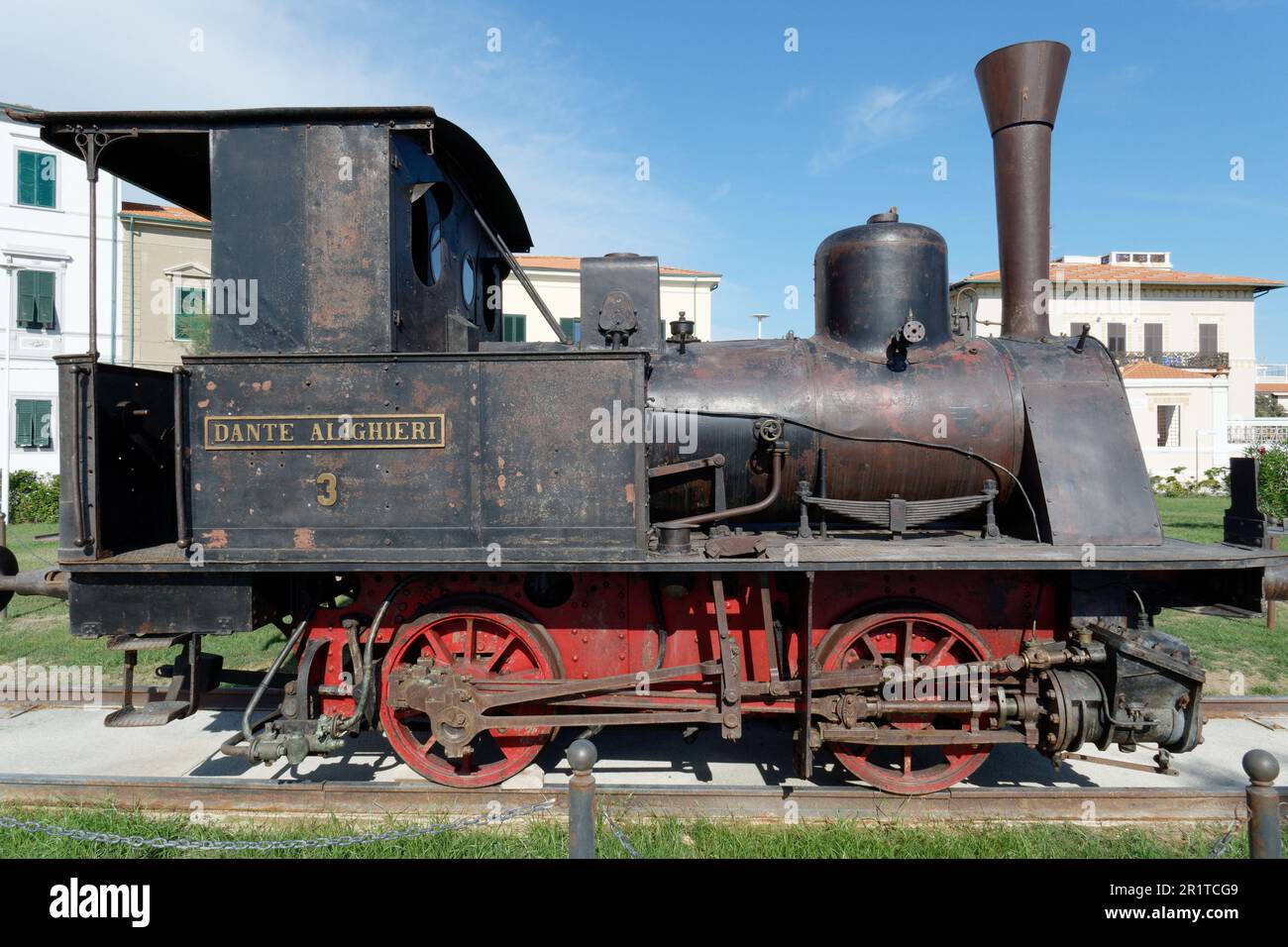 The italian oldest steam locomotive Dante Alighieri in the public ...