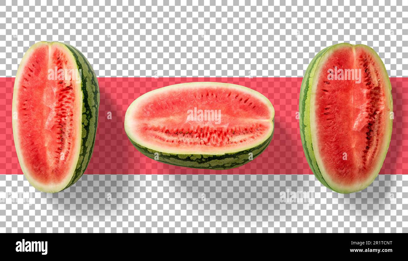 Top up view red water melons isolated on transparent Stock Photo - Alamy