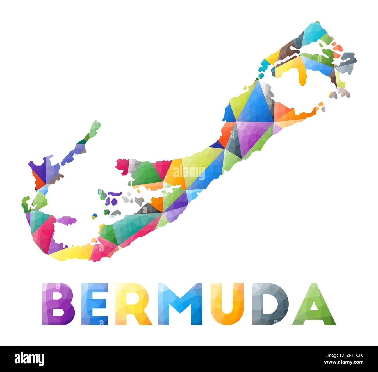 Bermuda - colorful low poly island shape. Multicolor geometric ...