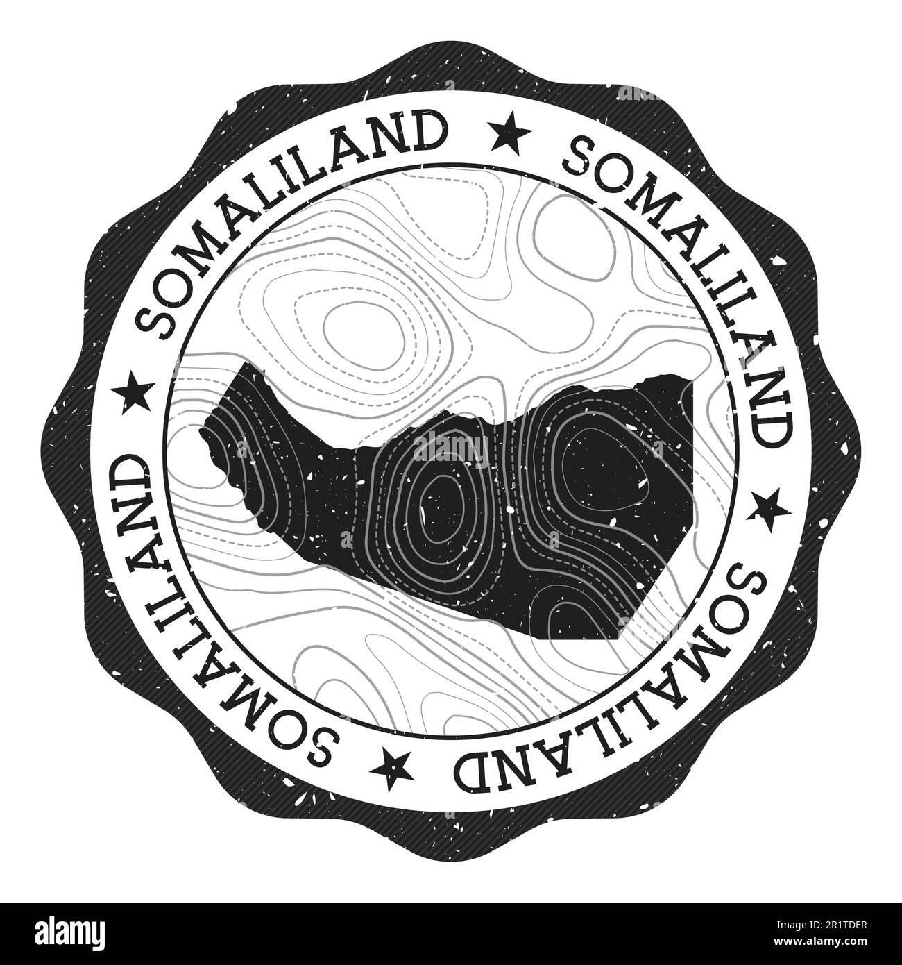 Somaliland outdoor stamp. Round sticker with map of country with ...