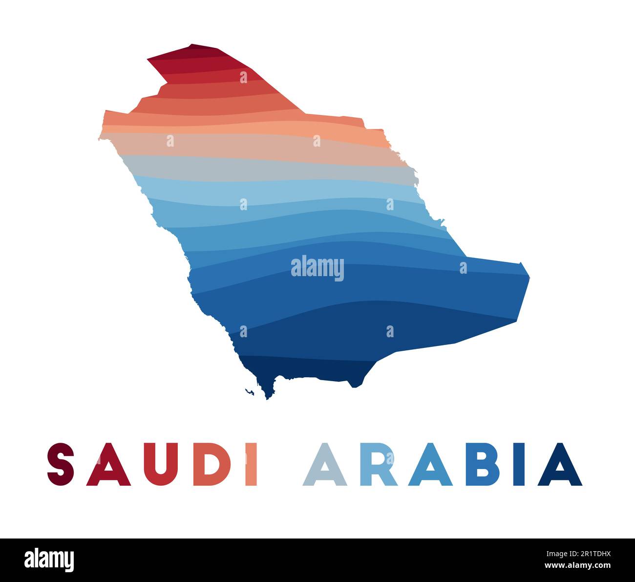Saudi Arabia map. Map of the country with beautiful geometric waves in ...