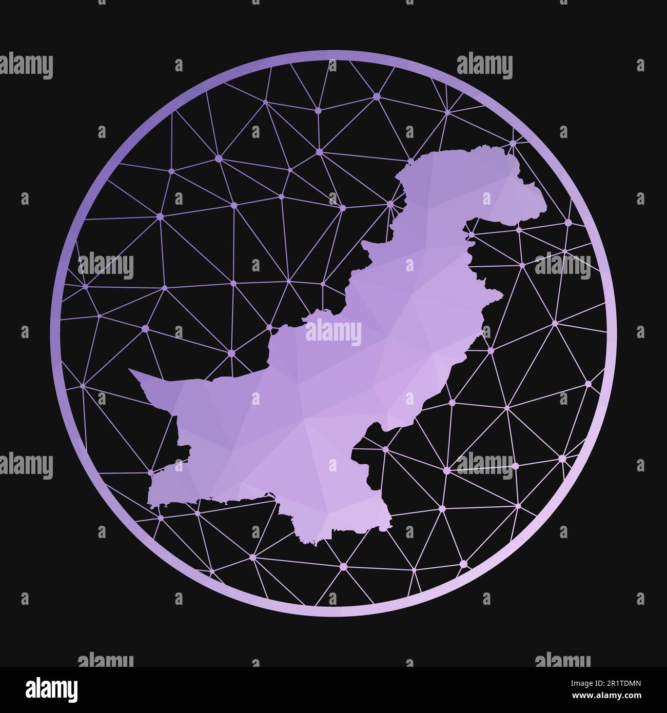 Pakistan icon. Vector polygonal map of the country. Pakistan icon in ...