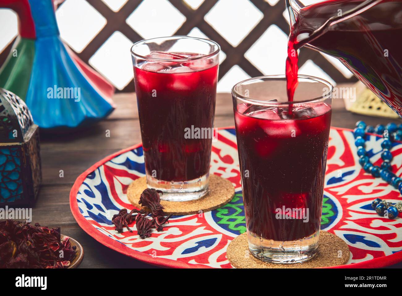 Middle Eastern popular hibiscus drink or (Karkadeh). It is traditional ...