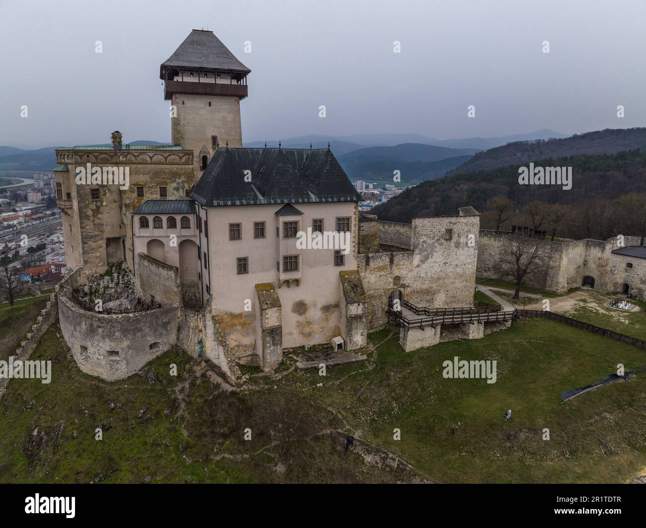 Aerial view of the castle in the city of Trencin in Slovakia Stock ...