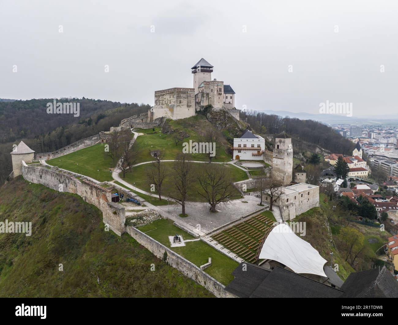 Aerial view of the castle in the city of Trencin in Slovakia Stock ...