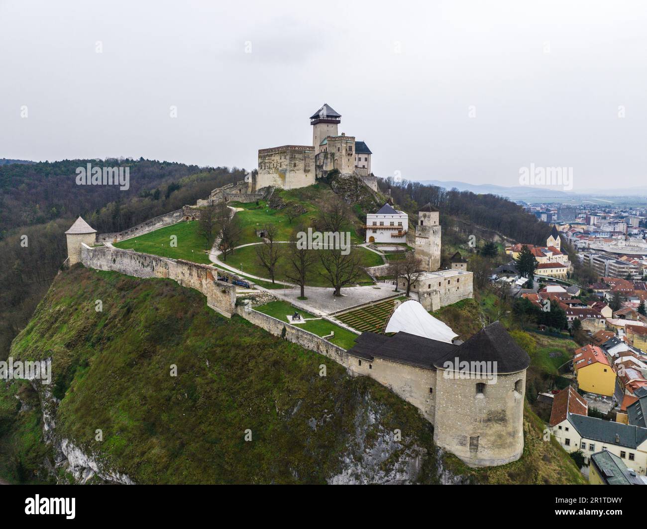Aerial view of the castle in the city of Trencin in Slovakia Stock ...