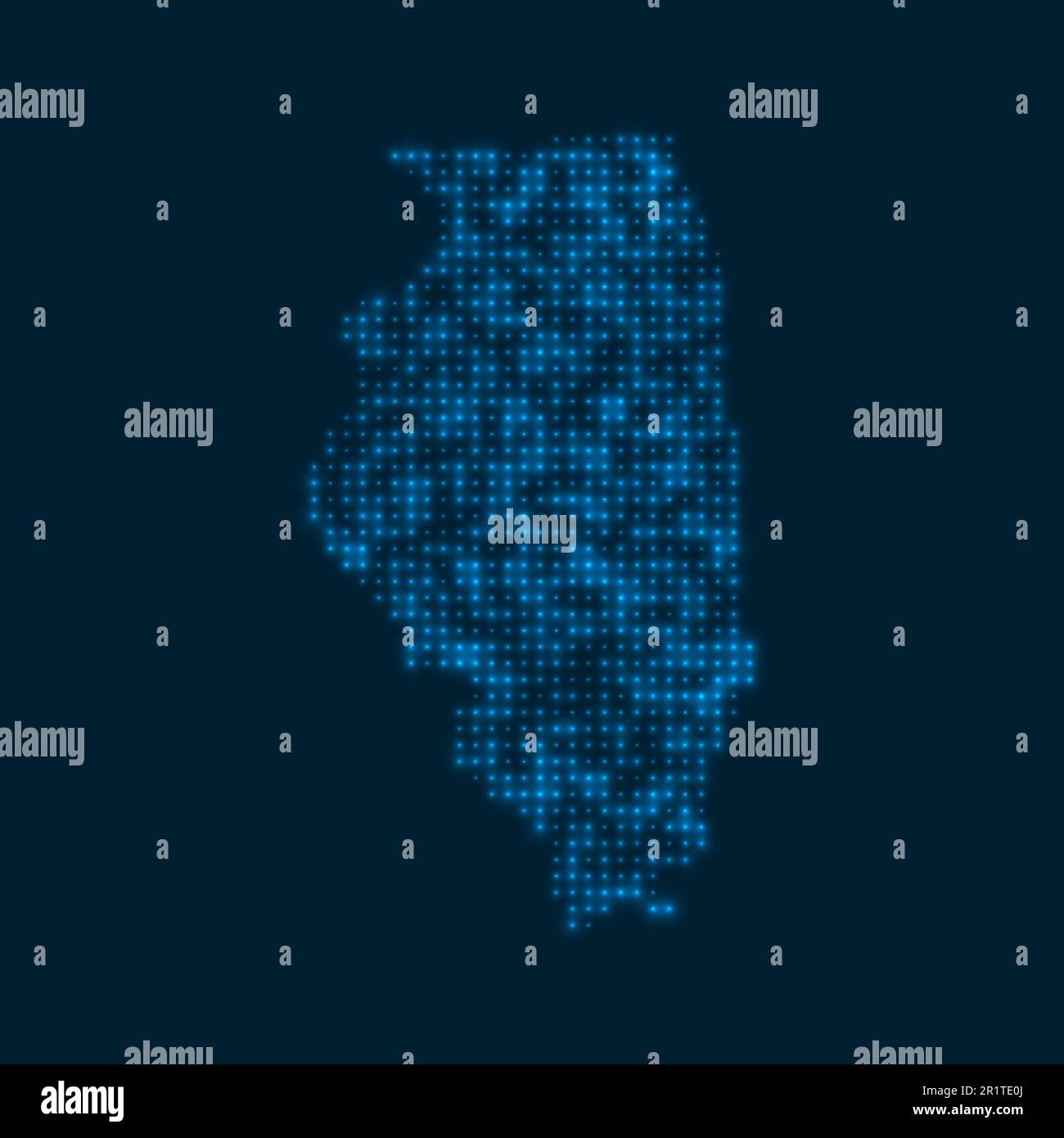 Illinois dotted glowing map. Shape of the us state with blue bright ...