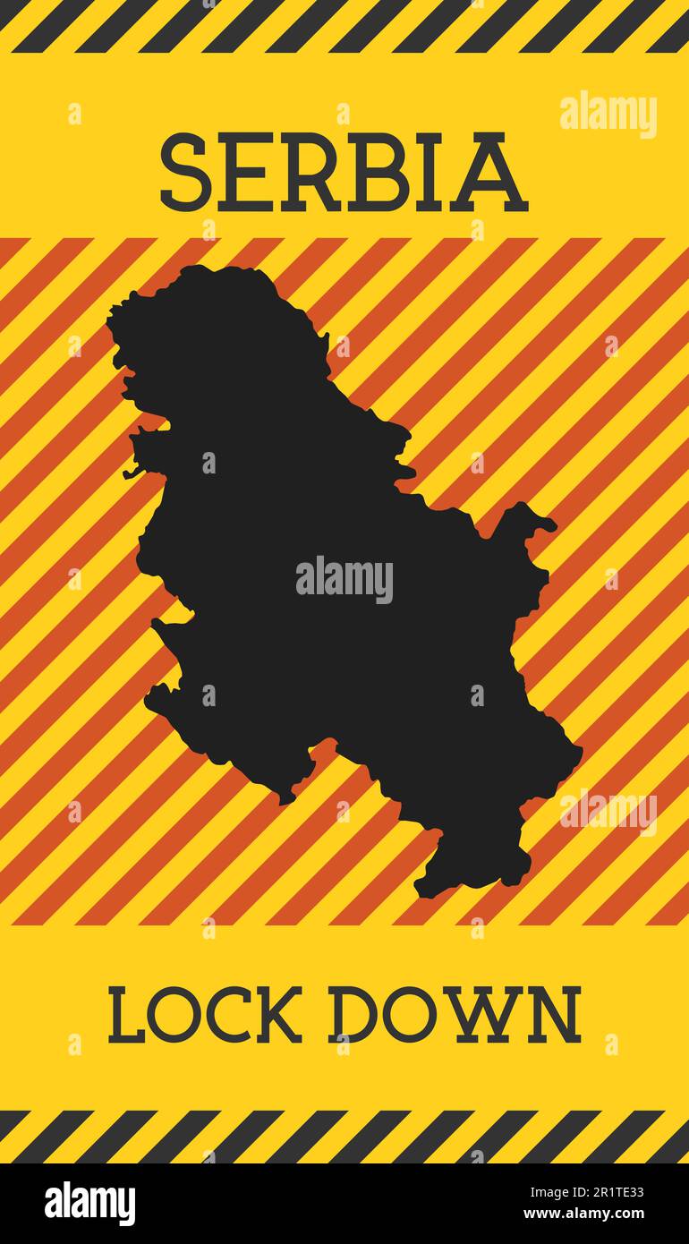 Serbia Lock Down Sign. Yellow country pandemic danger icon. Vector ...