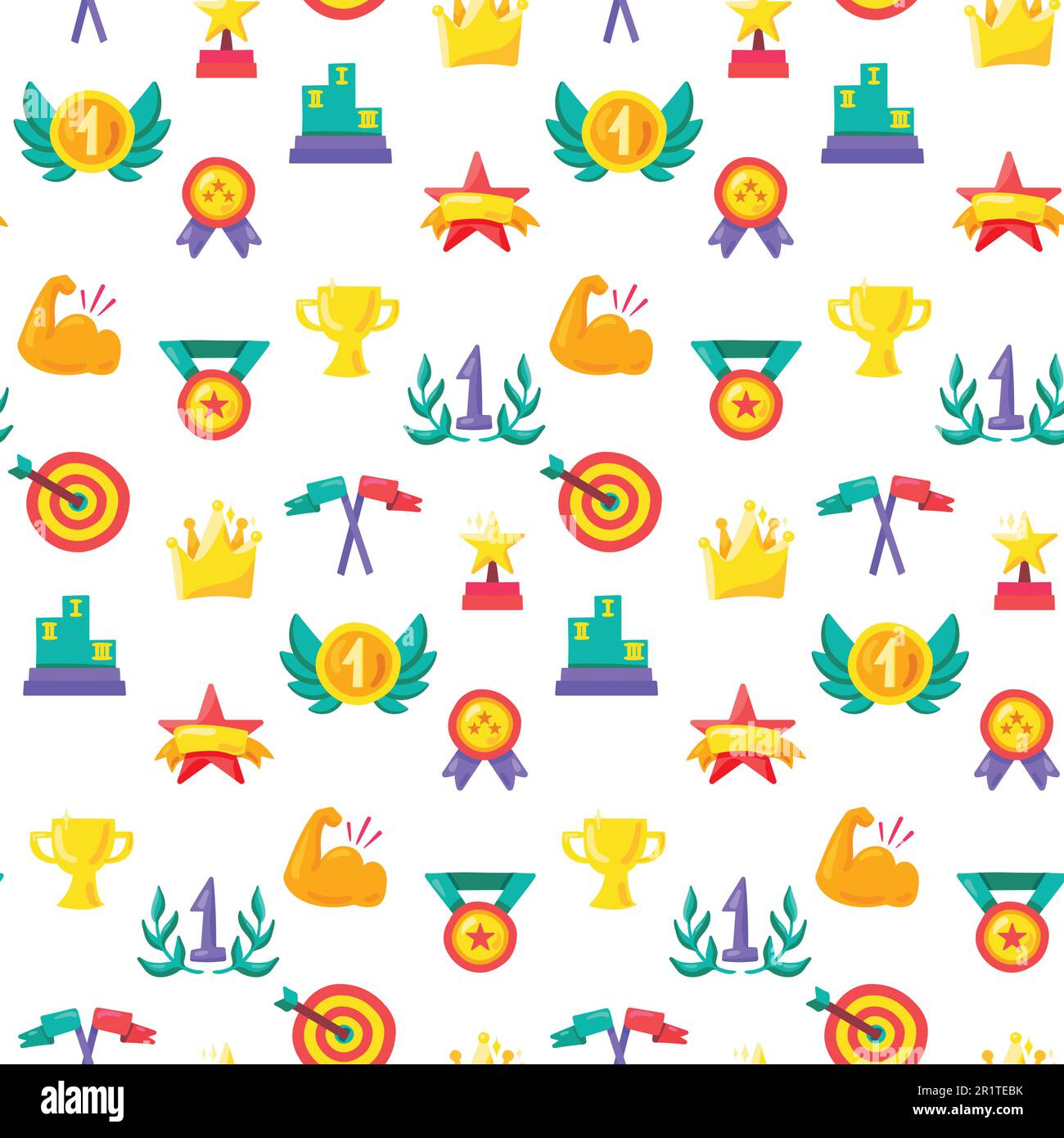 Trophy and prizes seamless pattern winner seamless texture hi-res stock ...