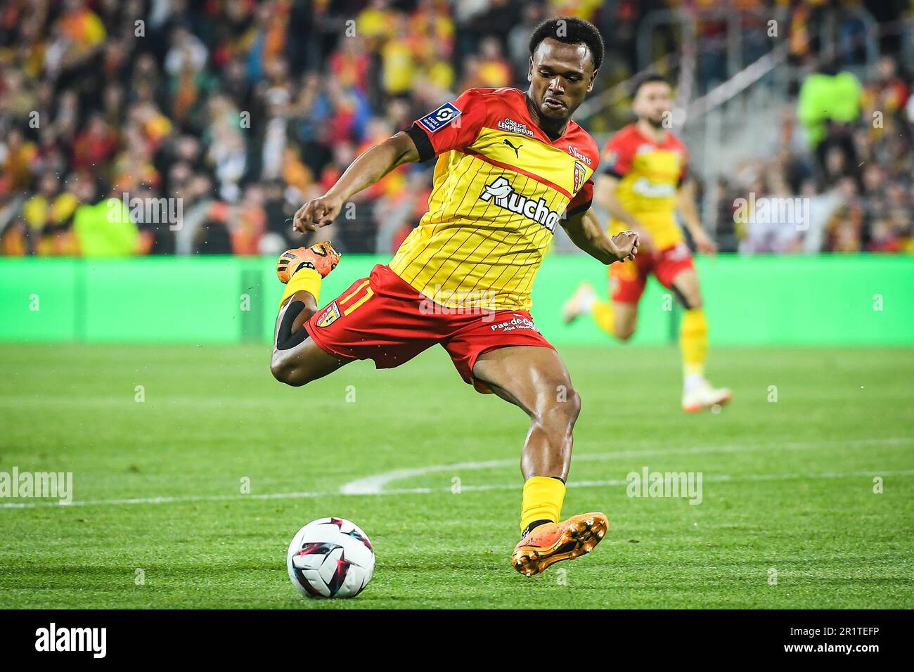 Lens, France. 12th May, 2023. Lois OPENDA of Lens during the French ...