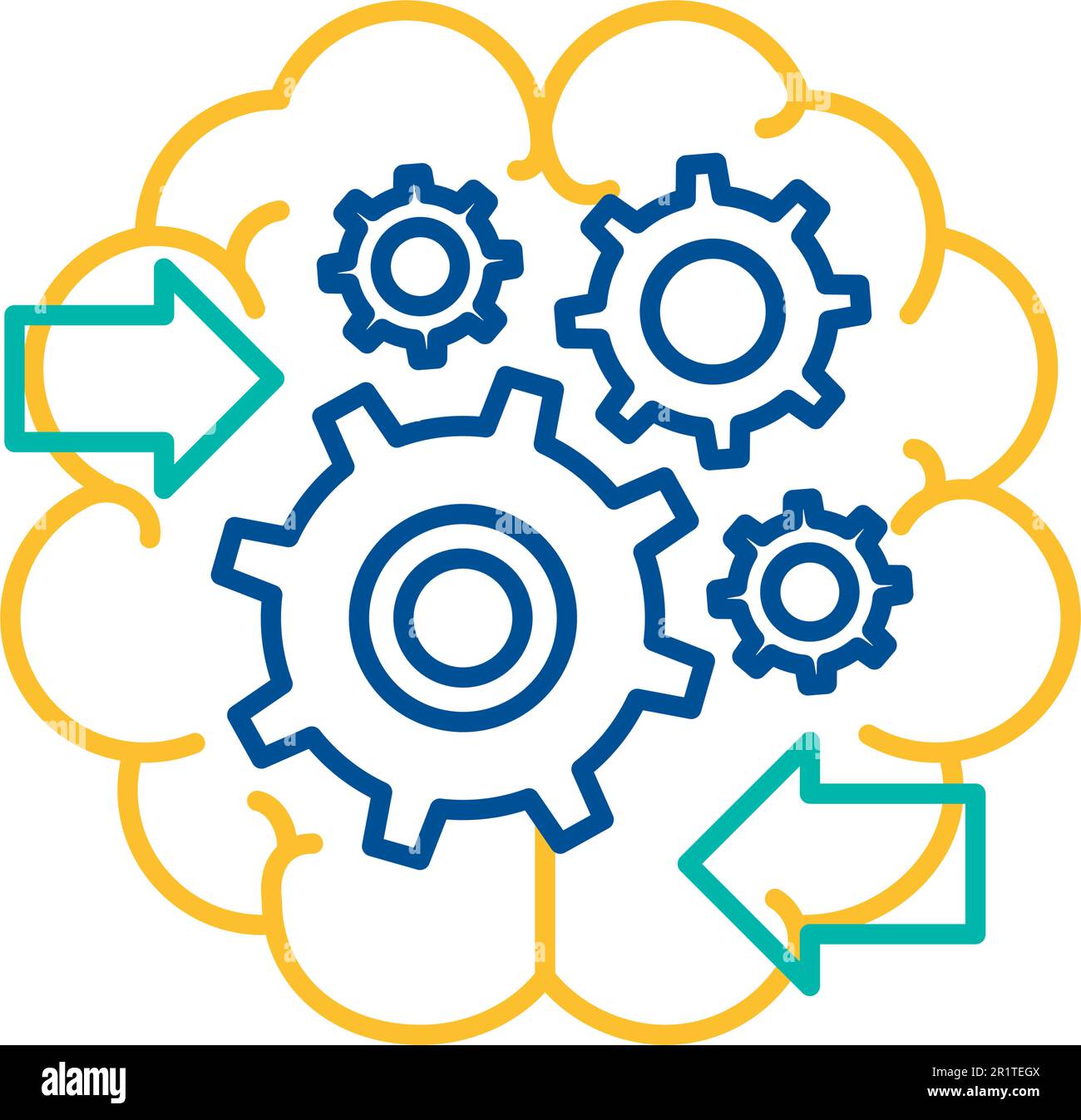 Gears Spinning in Human Brain Icon Isolated. Decision Making Concept Thin Line Vector ...