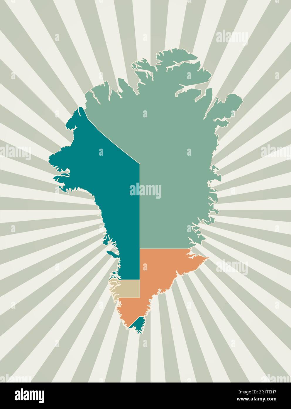 Greenland map. Poster with map of the country in retro color palette ...