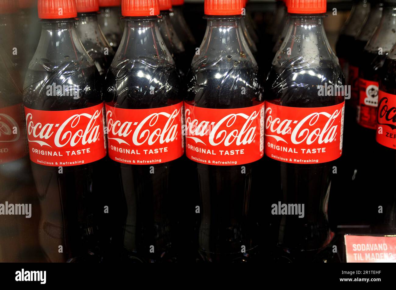 May 15,2023/Coca cola bottles ons le in grocery store in danish capital ...