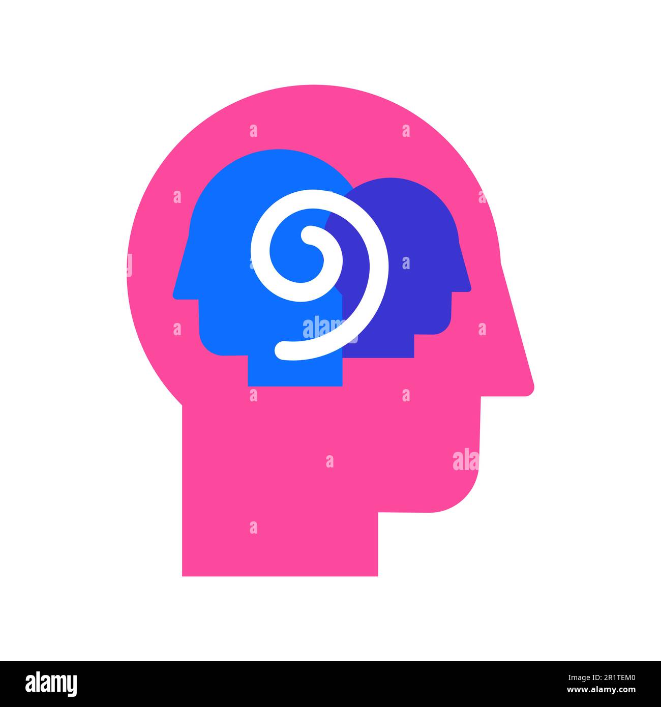 Introspection and self-observation color flat vector icon. Dissociative ...