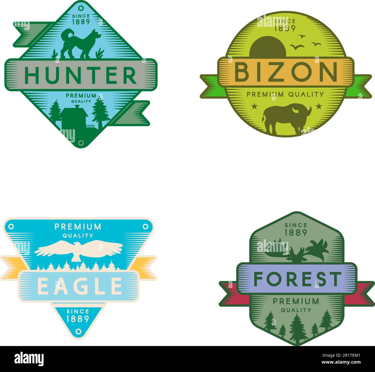 Forest animals vector logo templates set. Recreational park symbol ...