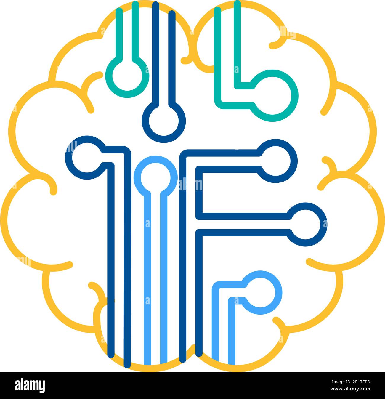 Intelligence Icon Curcuit in Human Brain Sign Thin Line Design Vector ...